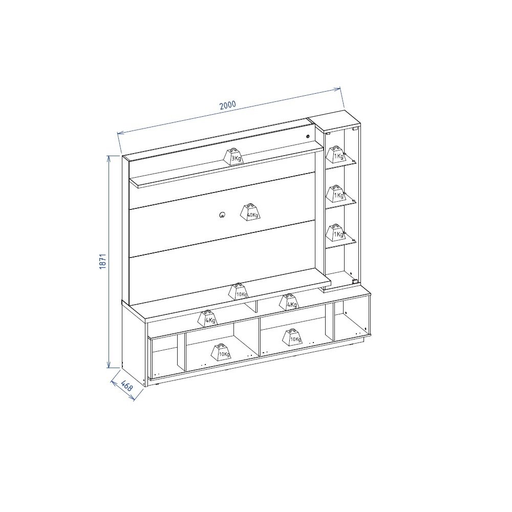 Estante Home para TV até 70 Polegadas com LED e Cristaleira Arezzo Yescasa | MadeiraMadeira